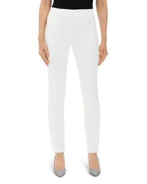 Lafayette 148 New York Acclaimed Stretch Slim Pintuck City Pants - White