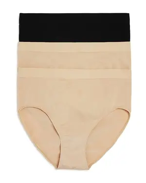 Wacoal B. Smooth Seamless Briefs, Set Of 3 Sand/black