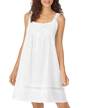 Eileen West Cotton Dobby Striped Chemise Nightgown White