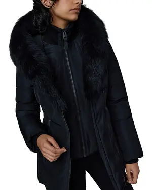 Mackage Adali Hooded Down Jacket With Shearling - Black/black Shearling