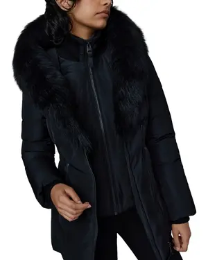 Mackage Adali Hooded Down Jacket With Shearling - Black/black Shearling