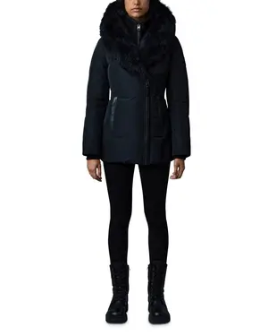 Mackage Adali Hooded Down Jacket With Shearling - Black/black Shearling