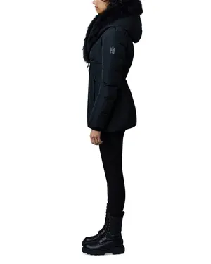 Mackage Adali Hooded Down Jacket With Shearling - Black/black Shearling