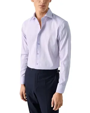 Eton Contemporary Fit Textured Solid Shirt - Purple