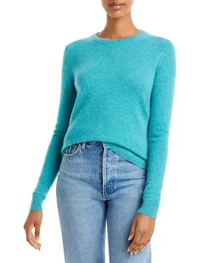 Bloomingdale'S C Crewneck Cashmere Sweater - Marled Teal