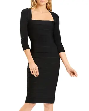 Herve Leger Icon Square Neck Bandage Dress - Black