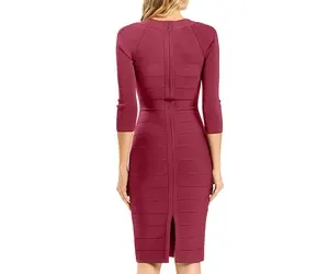 Herve Leger Icon Square Neck Bandage Dress - Dark Red
