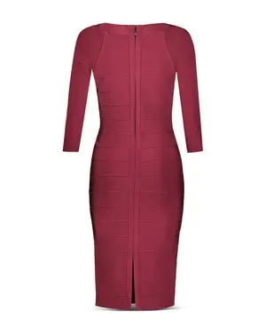 Herve Leger Icon Square Neck Bandage Dress - Dark Red