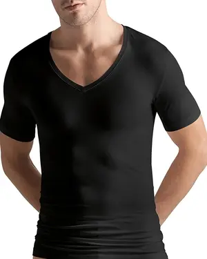 Hanro Cotton Superior Short-sleeve V-neck - Black