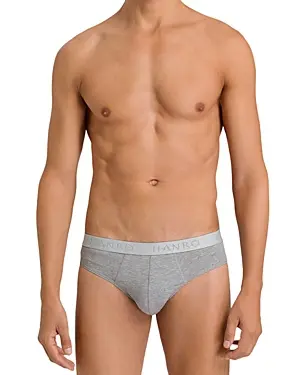 Hanro Cotton Essential Briefs, Pack Of 2 Light Mel/blue Gentian