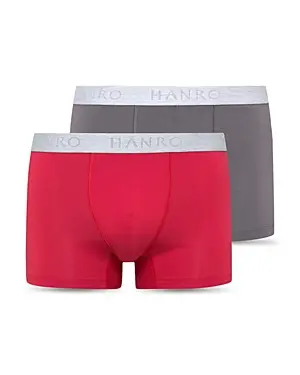 Hanro HANRO Essentials Cotton Blend Stretch Boxer Briefs Amaranth/gray
