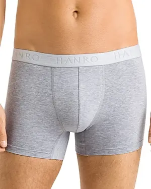 Hanro HANRO Essentials Cotton Blend Stretch Boxer Briefs Carbon Blue/light Melange