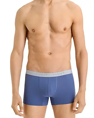 Hanro HANRO Essentials Cotton Blend Stretch Boxer Briefs Clematis Blue/deep Navy