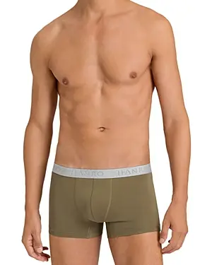 Hanro HANRO Essentials Cotton Blend Stretch Boxer Briefs Dusty Green/deep Onyx