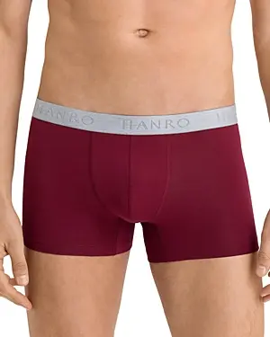 Hanro HANRO Essentials Cotton Blend Stretch Boxer Briefs Ruby/coal
