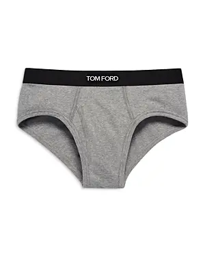 TOM FORD Cotton Blend Briefs Gray Melange
