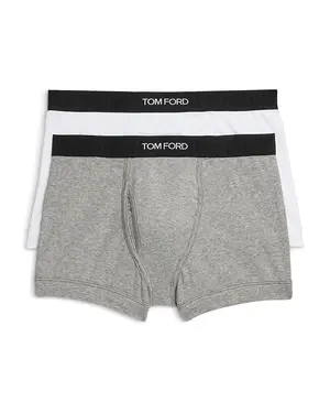 TOM FORD Cotton Blend Boxer Briefs, Set Of 2 - White/grey