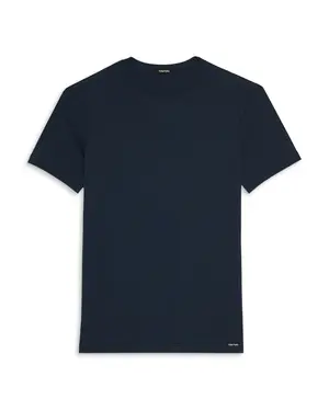 TOM FORD Cotton Blend Crewneck Tee - Navy
