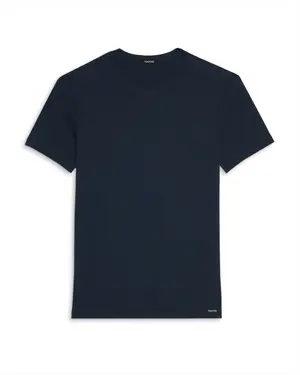 TOM FORD Cotton Blend Crewneck Tee - Navy