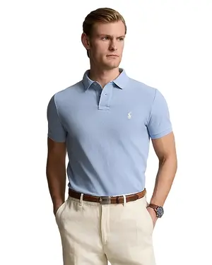 Polo Ralph Lauren Custom Slim Fit Mesh Polo Shirt Pastel Blue