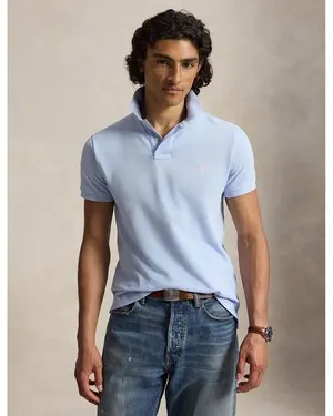 Polo Ralph Lauren Custom Slim Fit Mesh Polo Shirt - Pebble Blue