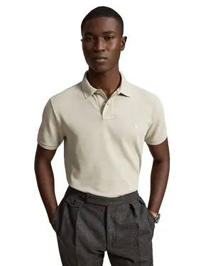 Polo Ralph Lauren Custom Slim Fit Mesh Polo Shirt - Stone