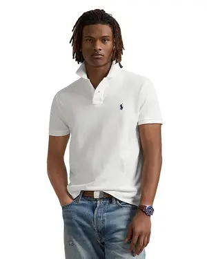 Polo Ralph Lauren Custom Slim Fit Mesh Polo Shirt - White