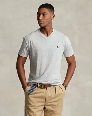 Polo Ralph Lauren Classic Fit V-neck Tee Heather Gray