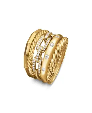 David Yurman Stax Five Row Diamond Ring - White/gold
