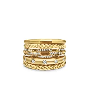 David Yurman Stax Five Row Diamond Ring - White/gold