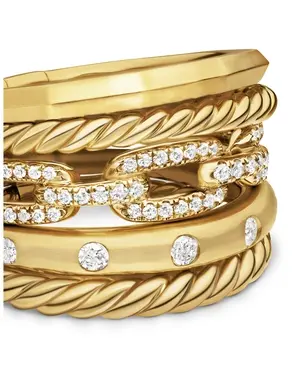 David Yurman Stax Five Row Diamond Ring - White/gold