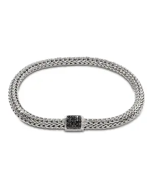 John Hardy Icon Bracelet With Pave Black Sapphire - Black/silver