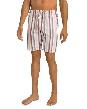 Hanro Linen Cotton Printed Short Pajama Pants Russet Beige