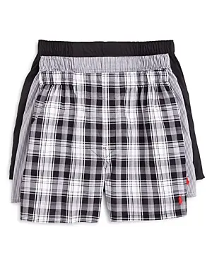 Polo Ralph Lauren Classic Fit Woven Boxers, Pack Of 3 Black Multi