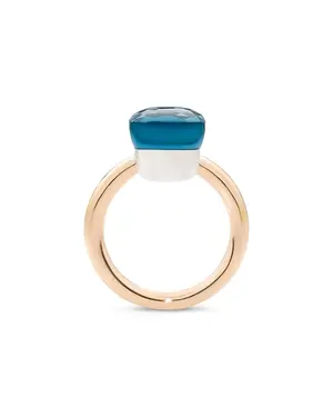 Pomellato 18k White & Rose London Blue Topaz Statement Ring - Gold