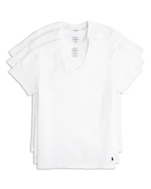 Polo Ralph Lauren Classic Fit V-neck Undershirt, Pack Of 3 - White