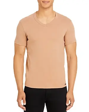 TOM FORD Cotton Blend V-neck Tee Nude