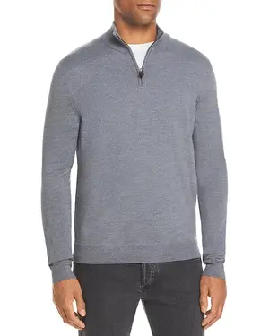 Bloomingdale'S Quarter-zip Merino Wool Sweater - Medium Gray