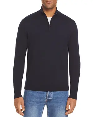 Bloomingdale'S Quarter-zip Merino Wool Sweater - Navy