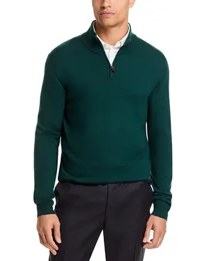 Bloomingdale'S Quarter-zip Merino Wool Sweater - Pineneedle