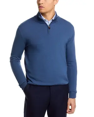 Bloomingdale'S Quarter-zip Merino Wool Sweater - Postal