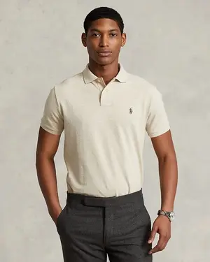 Polo Ralph Lauren Classic Fit Mesh Polo Shirt Dune Tan Heather