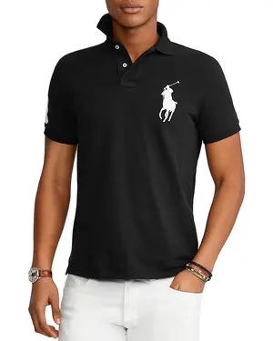 Polo Ralph Lauren Big Pony Custom Slim Fit Mesh Polo Shirt - Black