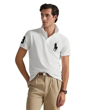 Polo Ralph Lauren Big Pony Custom Slim Fit Mesh Polo Shirt - White