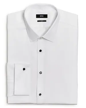 BOSS Jasper Pique Slim Fit Tuxedo Shirt