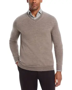 Bloomingdale'S V-neck Merino Wool Sweater - Ash