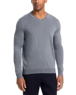 Bloomingdale'S V-neck Merino Wool Sweater - Medium Gray