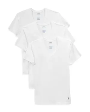 Polo Ralph Lauren Slim Fit V-neck Undershirts - White