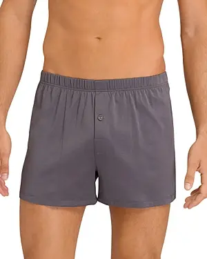 Hanro Cotton Sporty Button Fly Boxers Mercury