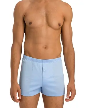 Hanro Cotton Sporty Button Fly Boxers Placid Blue